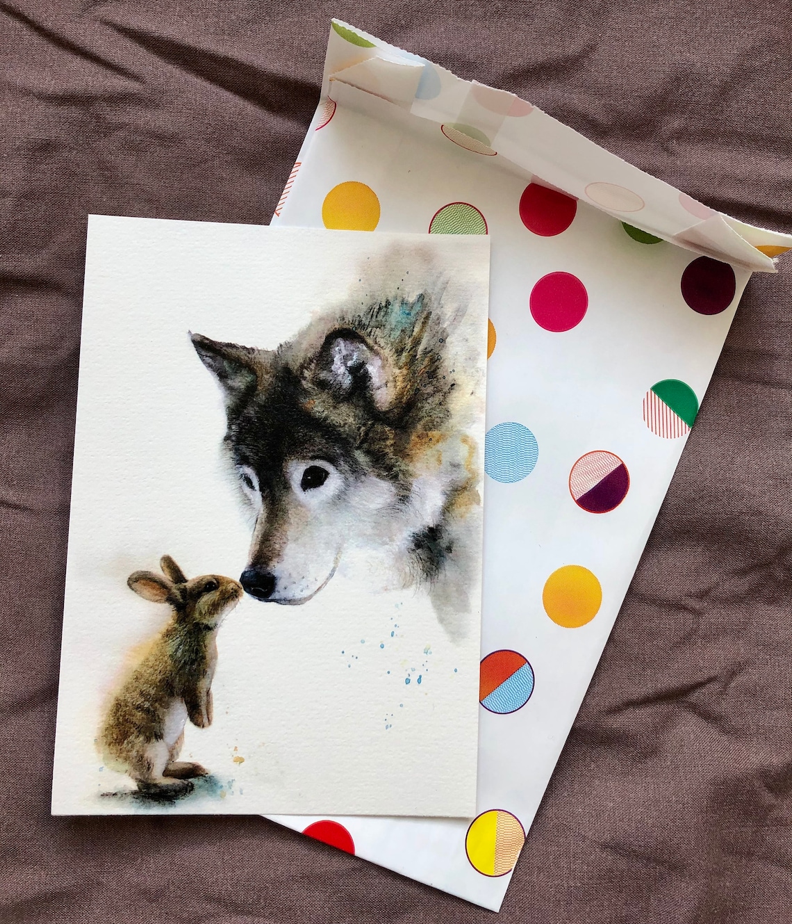 Illustration of a Wolf and a Rabbit, Printed on Drawing Paper. Wall ...