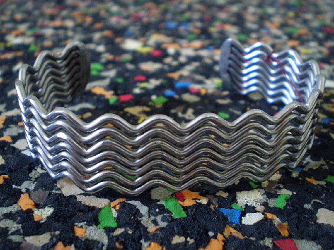 RETRO Deco 1950s Handmade Silver Chrome Metal Geometric - Etsy