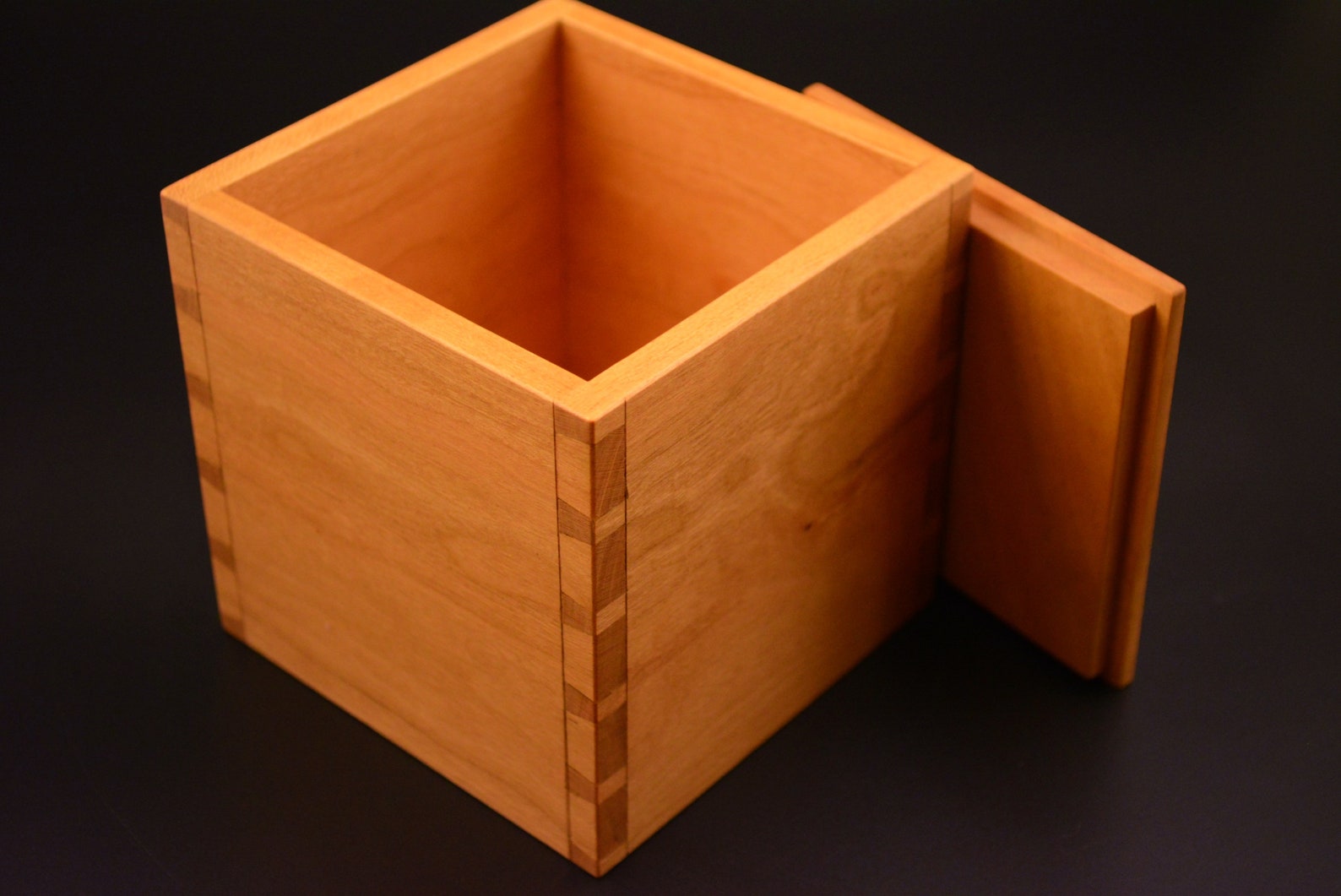 Wood Dovetail Box Made From CHERRY With Black Ebony Pull Jewelry Gift ...