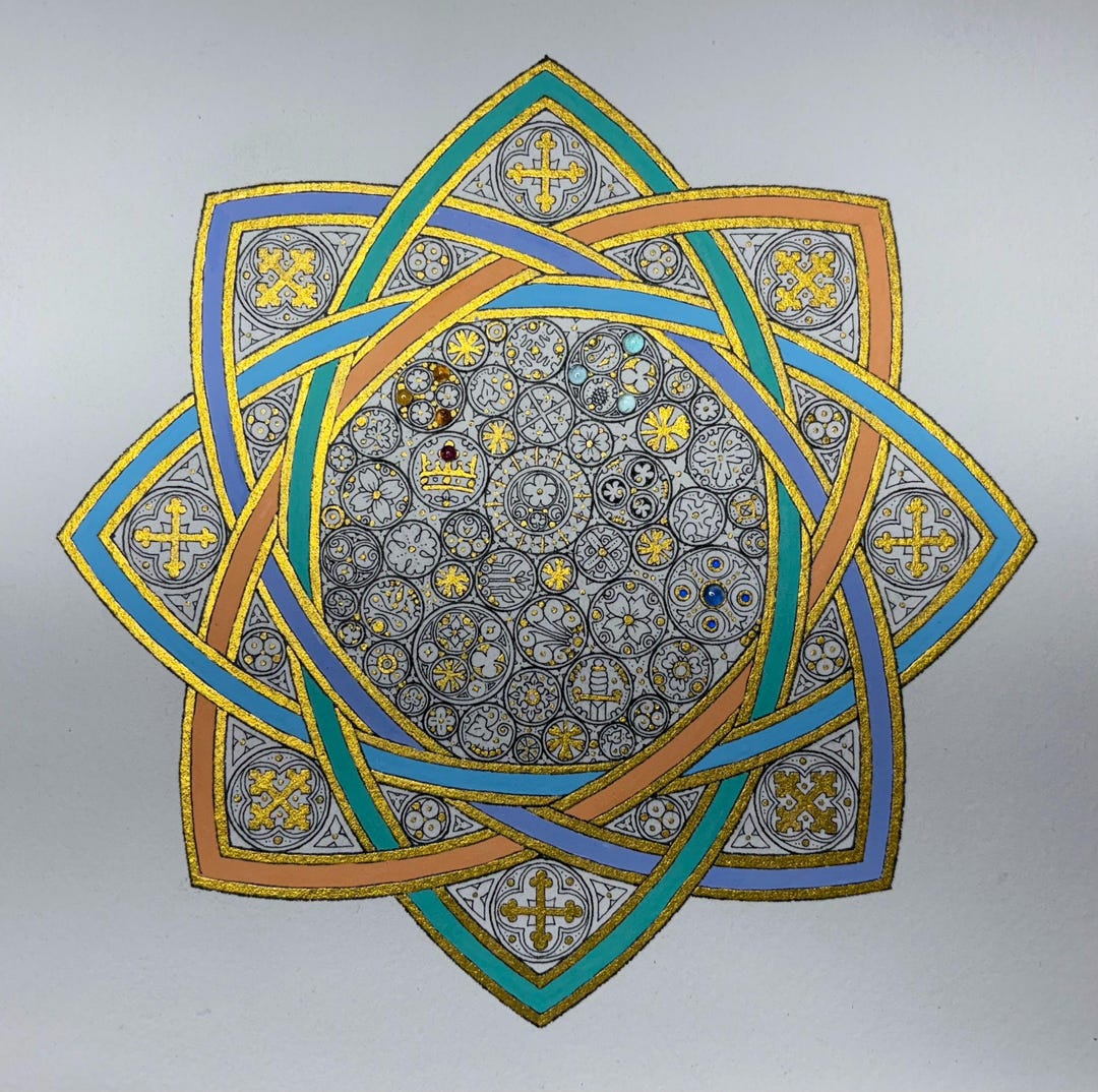 UNFRAMED Medieval Gothic Motif Fine Art Painting (hand Drawn and ...