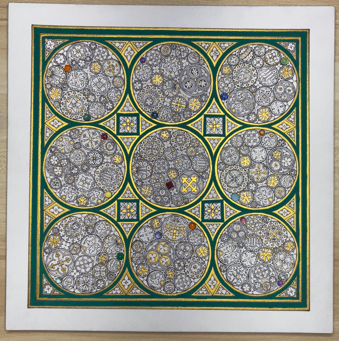 UNFRAMED Medieval Gothic Motif Fine Art Painting (hand Drawn and ...