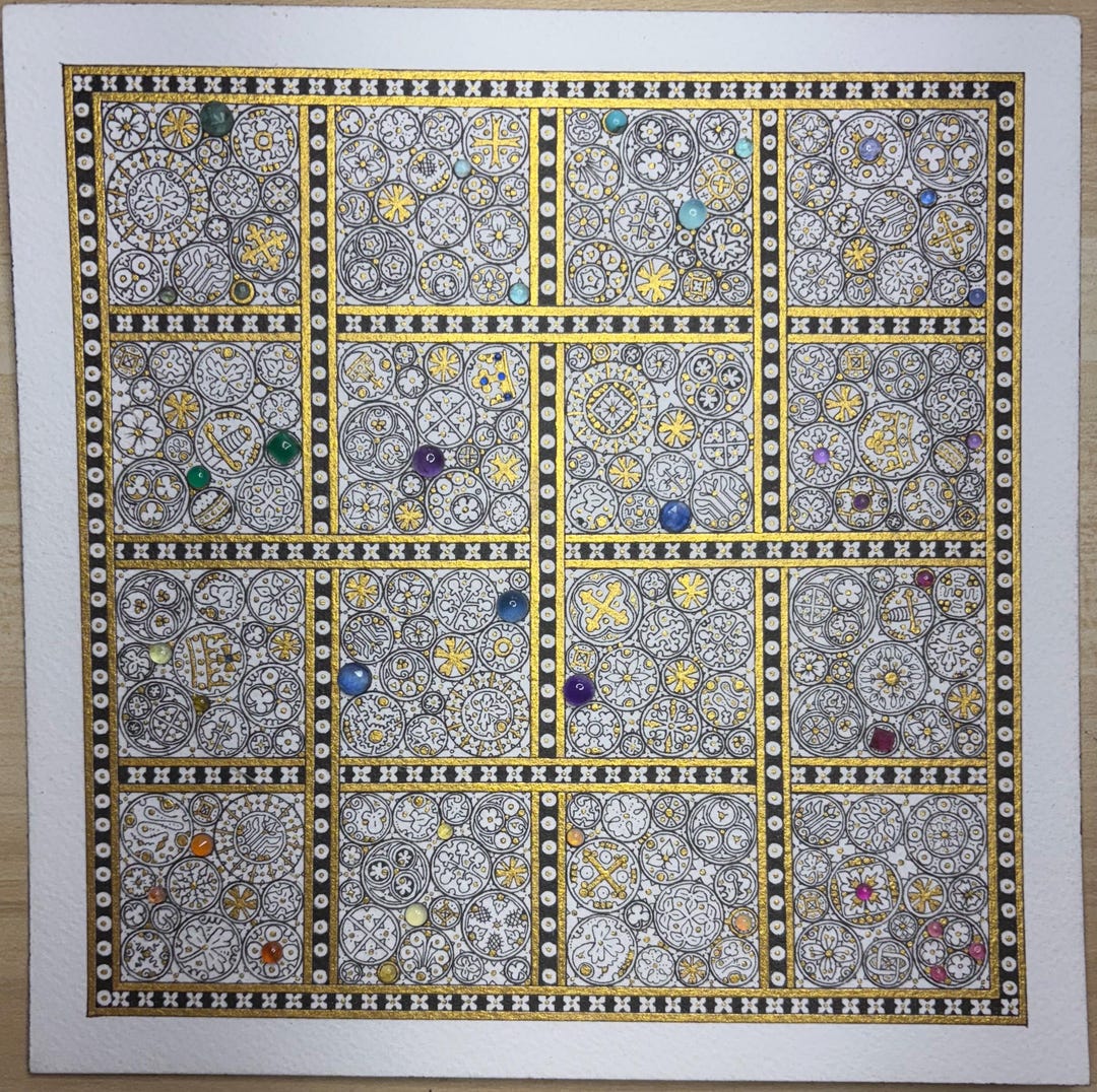 UNFRAMED Medieval Gothic Motif Fine Art Painting (hand Drawn and ...