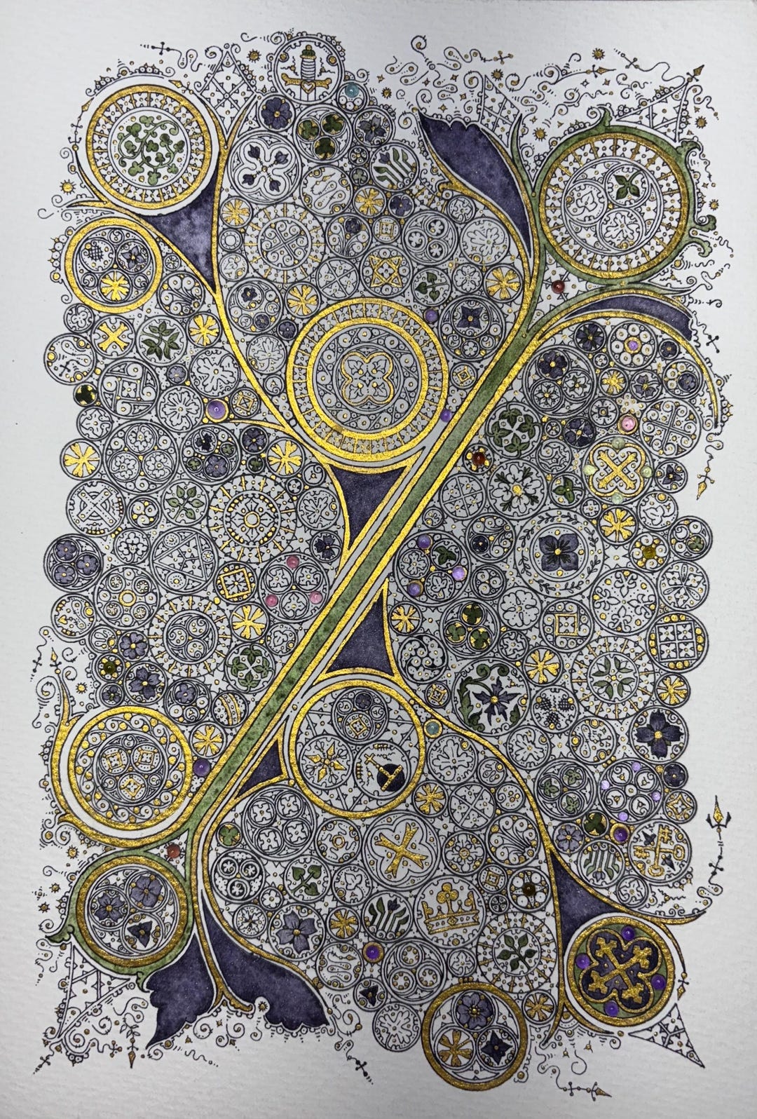 UNFRAMED Medieval Gothic Motif Fine Art Painting (hand Drawn and ...