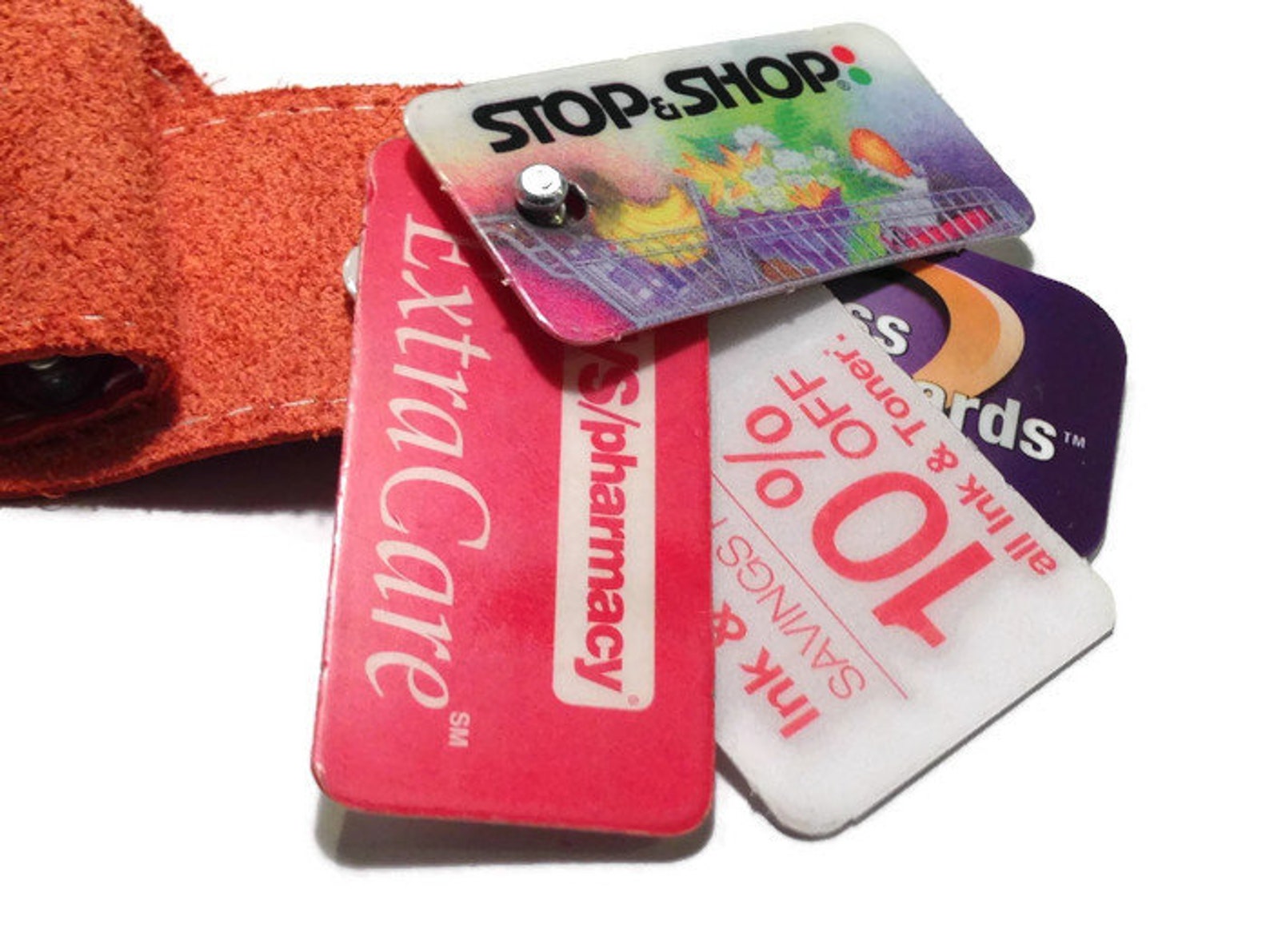 Leather Card'n Keys Case Keychain With Charm to Store Reward Cards and ...