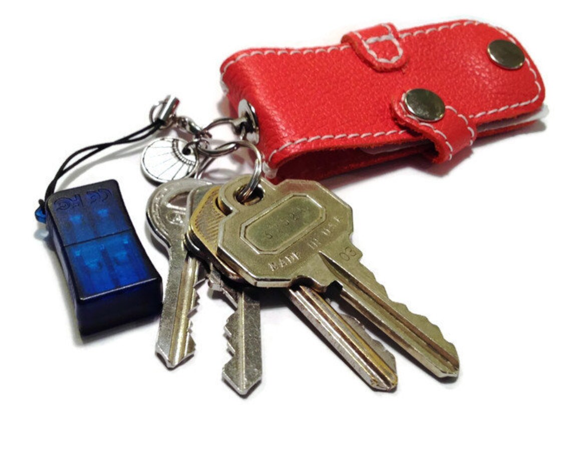 Leather Card'n Keys Case Keychain With Charm to Store Reward Cards and ...