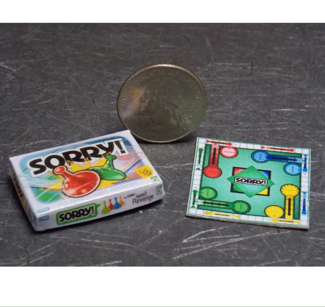 Dollhouse Miniature SORRY Board Game Toys 1:12 One Inch Scale B28 B29 ...