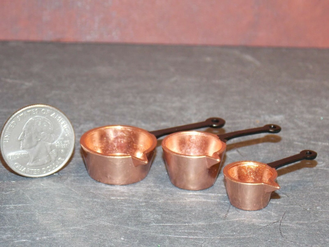 Dollhouse Miniature Copper Cooking Pots Cookware Set 1:12 One Inch ...