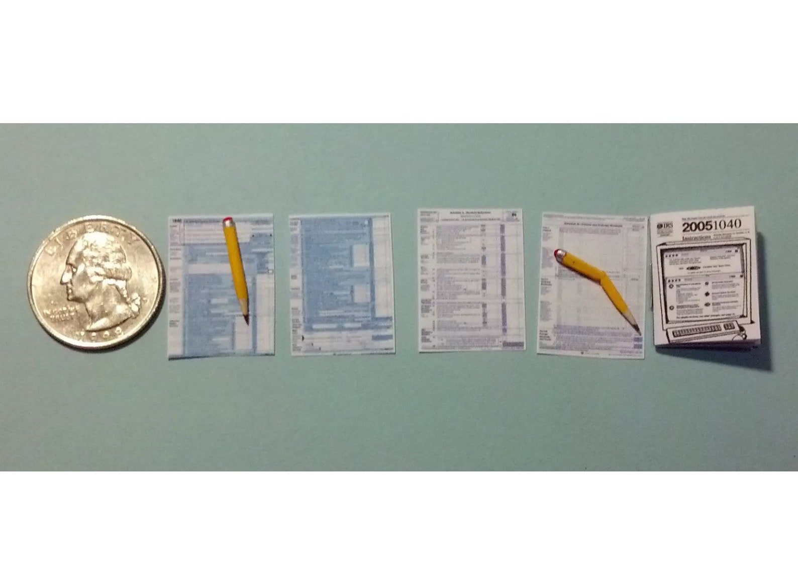 Dollhouse Miniature Tax Forms 1040 Book & Pencil 1:12 Scale D48 Dollys ...