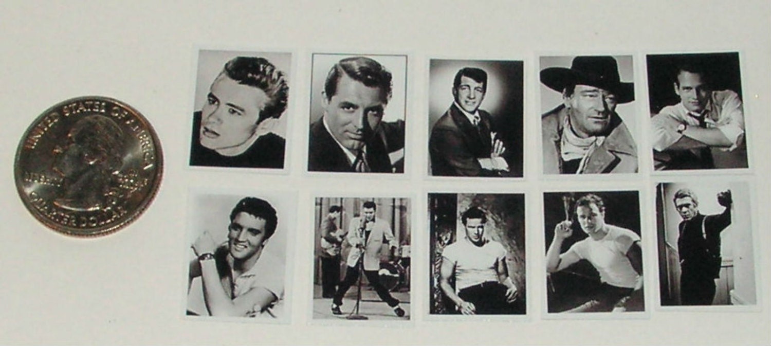 Dollhouse Miniature 1950's Movie Actors Pictures Set of 10 1:12, 24 ...