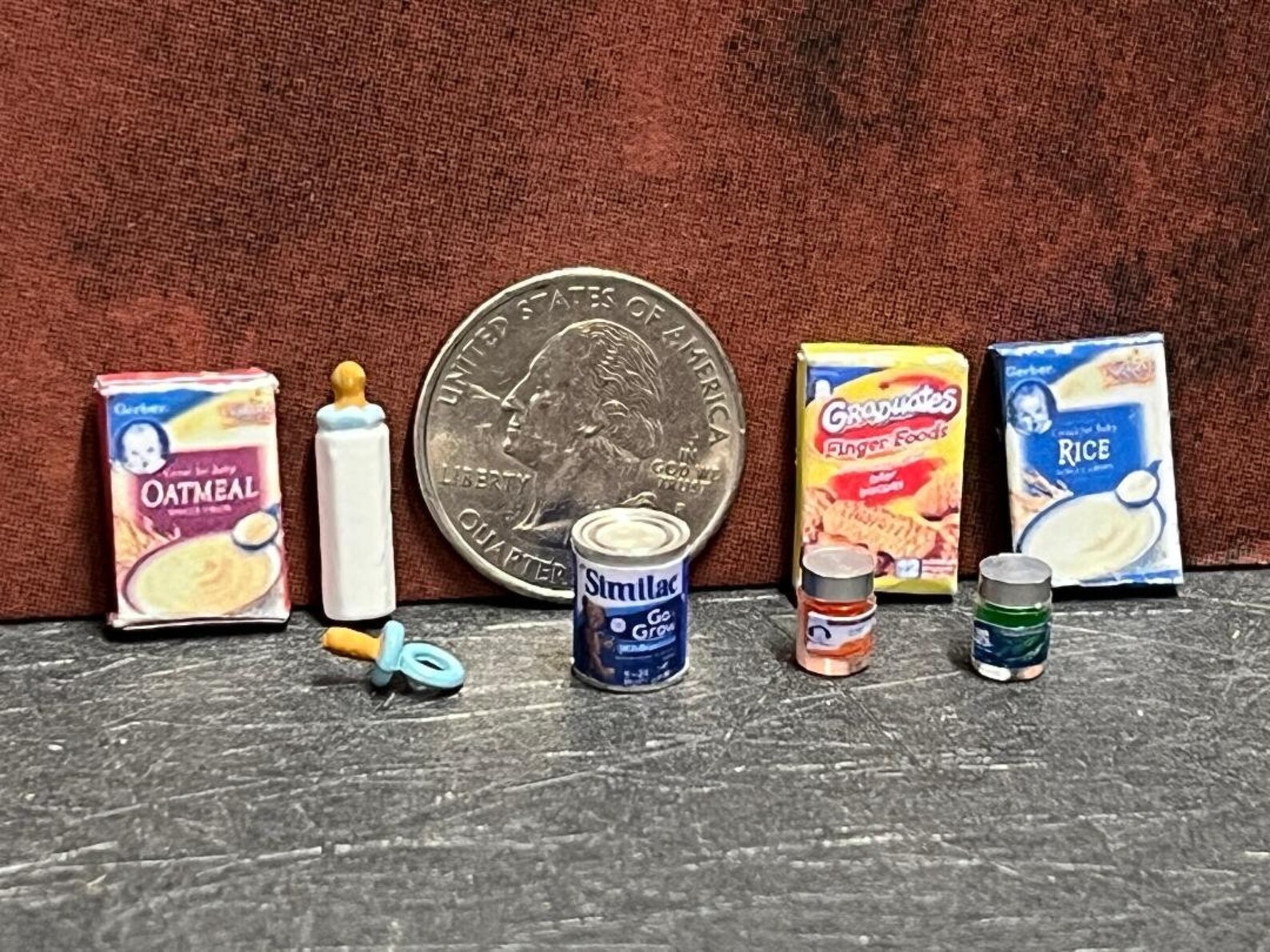 Dollhouse Miniature Baby Food Set Blue Bottle 1:12 in Scale C177 Dollys ...