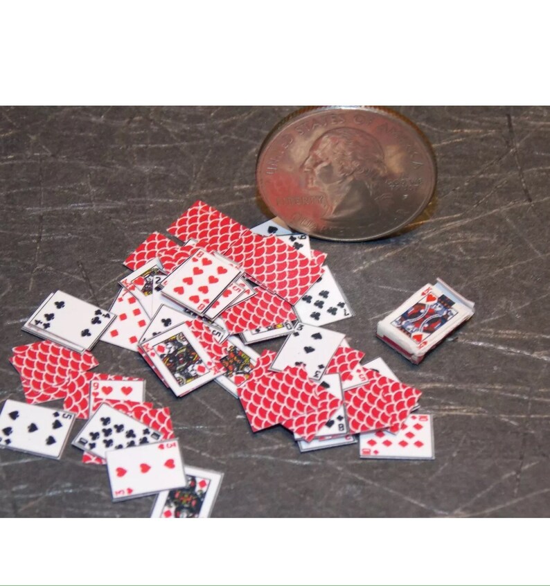 Dollhouse Miniature Playing Cards & Box 1:12 One Inch Scale B182 Dollys ...