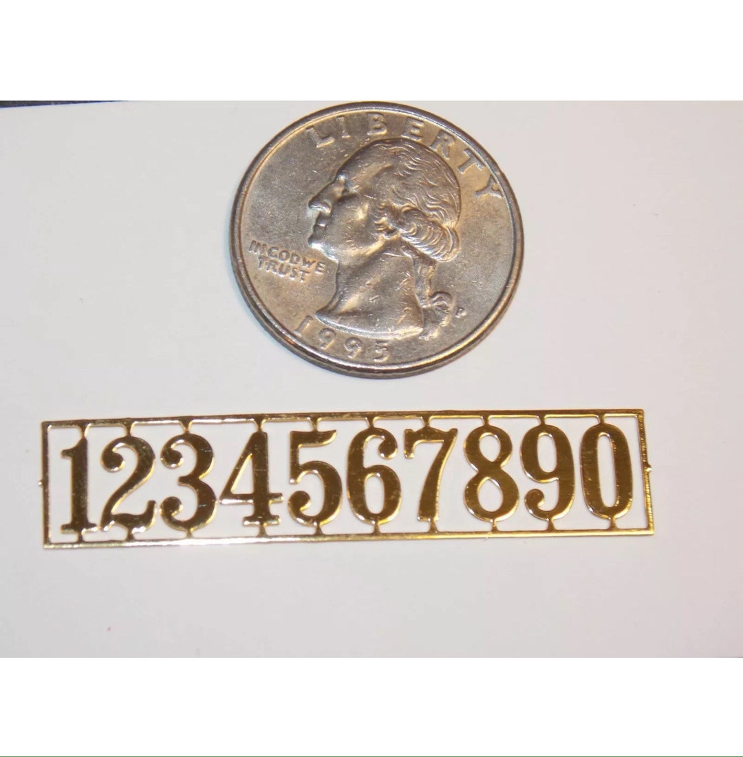 Dollhouse Miniature Brass House Numbers 1:12 One Inch Scale D90 Dollys ...