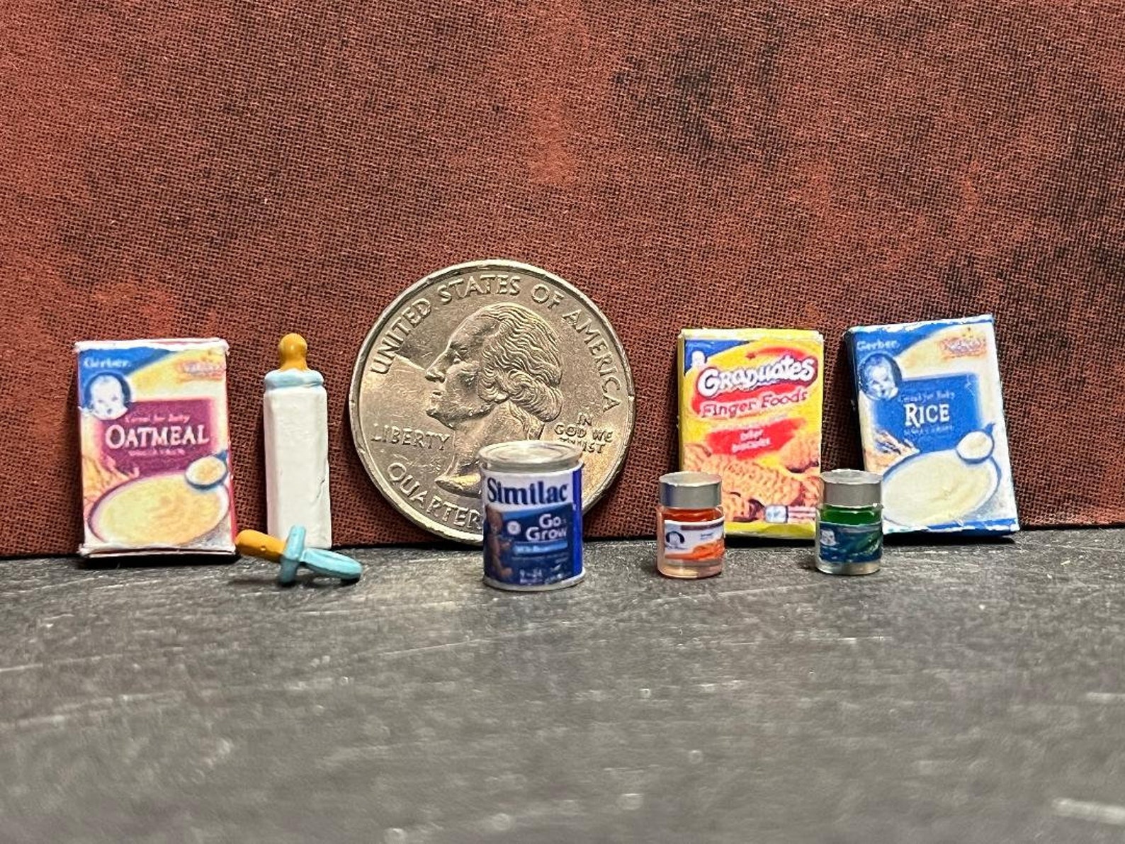 Dollhouse Miniature Baby Food Set Blue Bottle 1:12 in Scale C177 Dollys ...