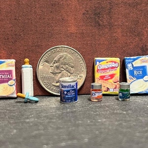 Dollhouse Miniature Baby Food Set Blue Bottle 1:12 in Scale C177 Dollys ...