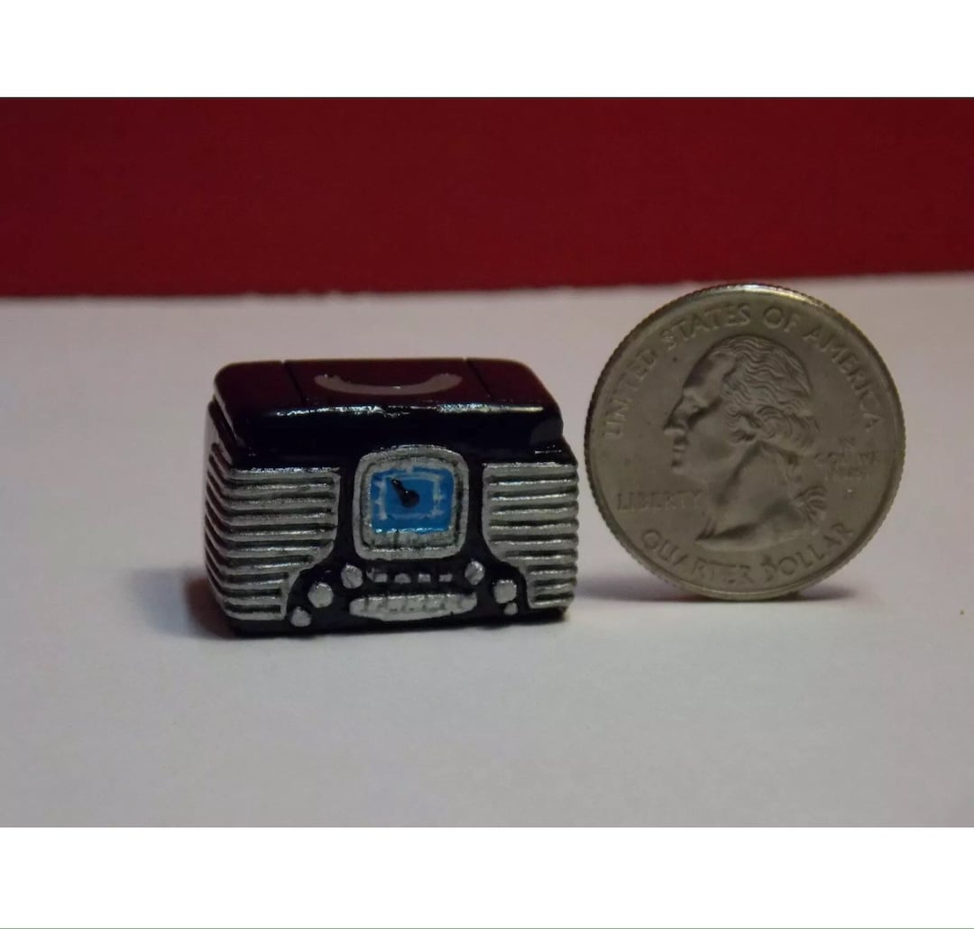 Dollhouse Miniature 1950's Retro Radio Black 1:12 Inch Scale D28 Dollys ...