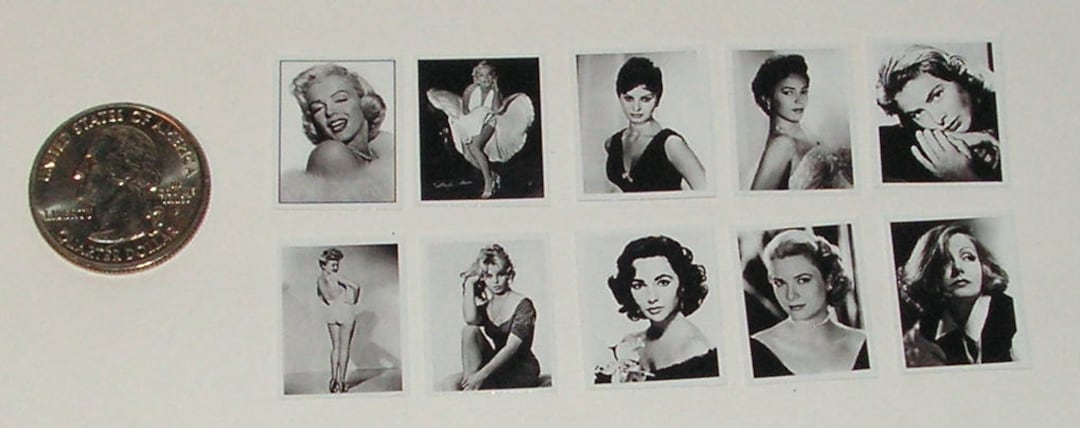 Dollhouse Miniature 1950's Movie Actress Pictures Set of 10 1:12, 24 ...