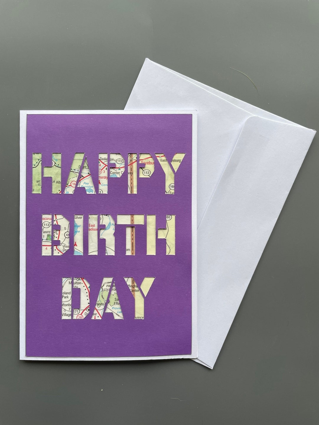 Birthday Map Card - Gift for Traveler, Hiker, Camper, Backpacker ...