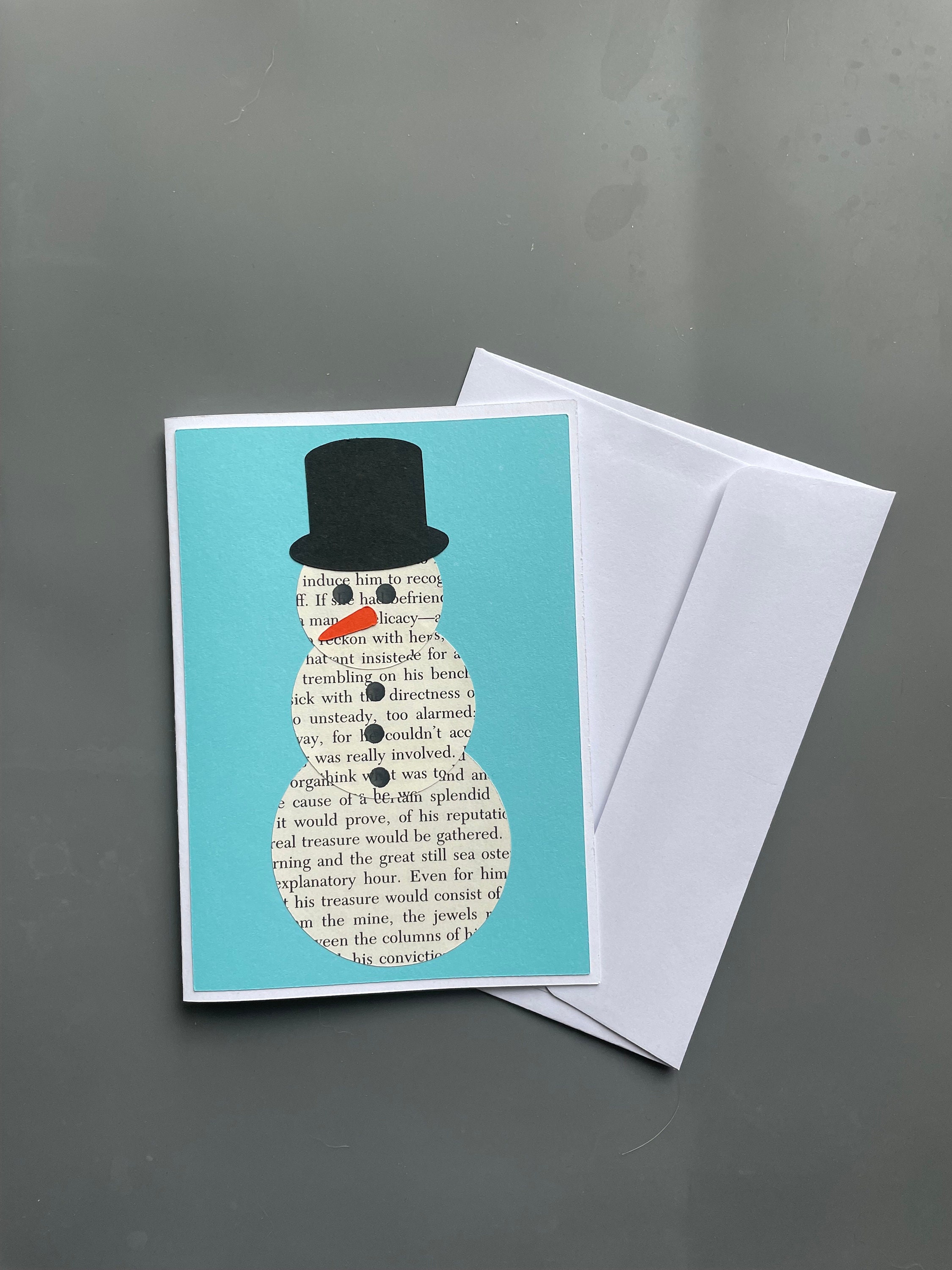 Snowman Book Greeting Card - Etsy