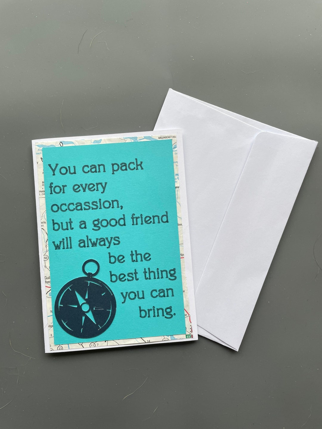 Travel Buddy Map Card - Gift for Traveler, Adventurer, Friendship Card ...