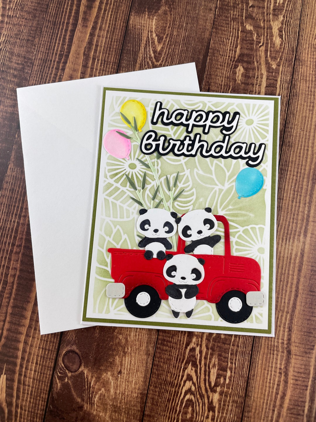 Panda Birthday Card, Happy Birthday Card, Red Truck Birthday Card, Boy ...