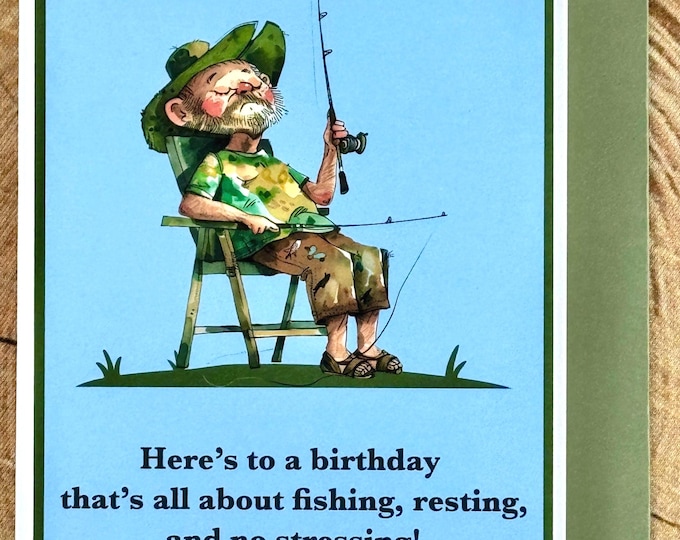 Funny Fishing Birthday Card – Relax, Fish, and Enjoy! - Etsy