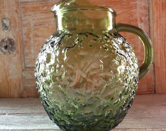 Green glass jug | Etsy