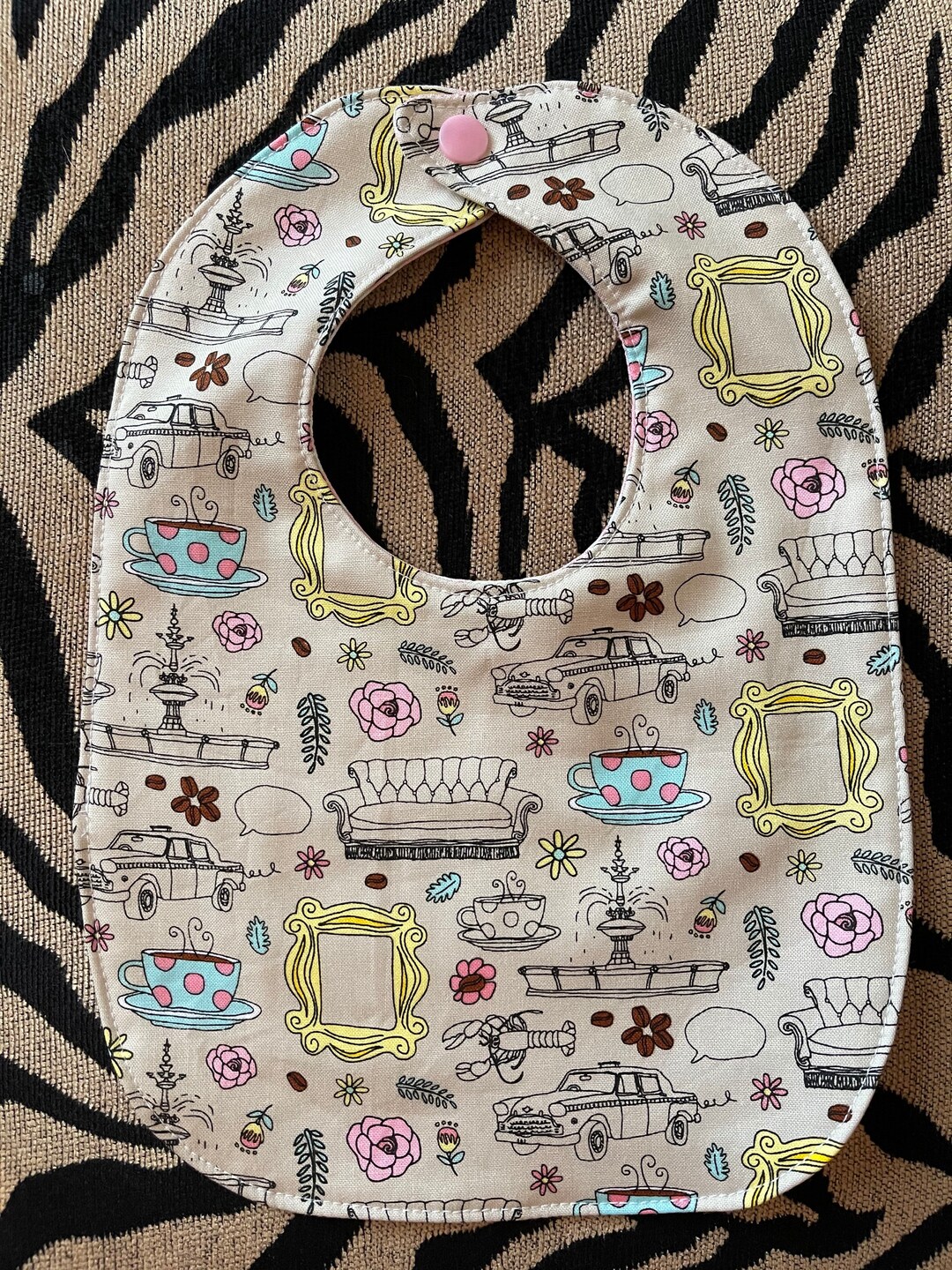 Reversible Boutique Baby Bib, cute bib, baby bib, drool bib, FRIENDS ...