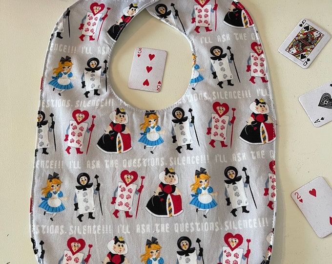 Reversible Boutique Baby Bib, Alice in Wonderland Bib, Baby Bib, Drool ...