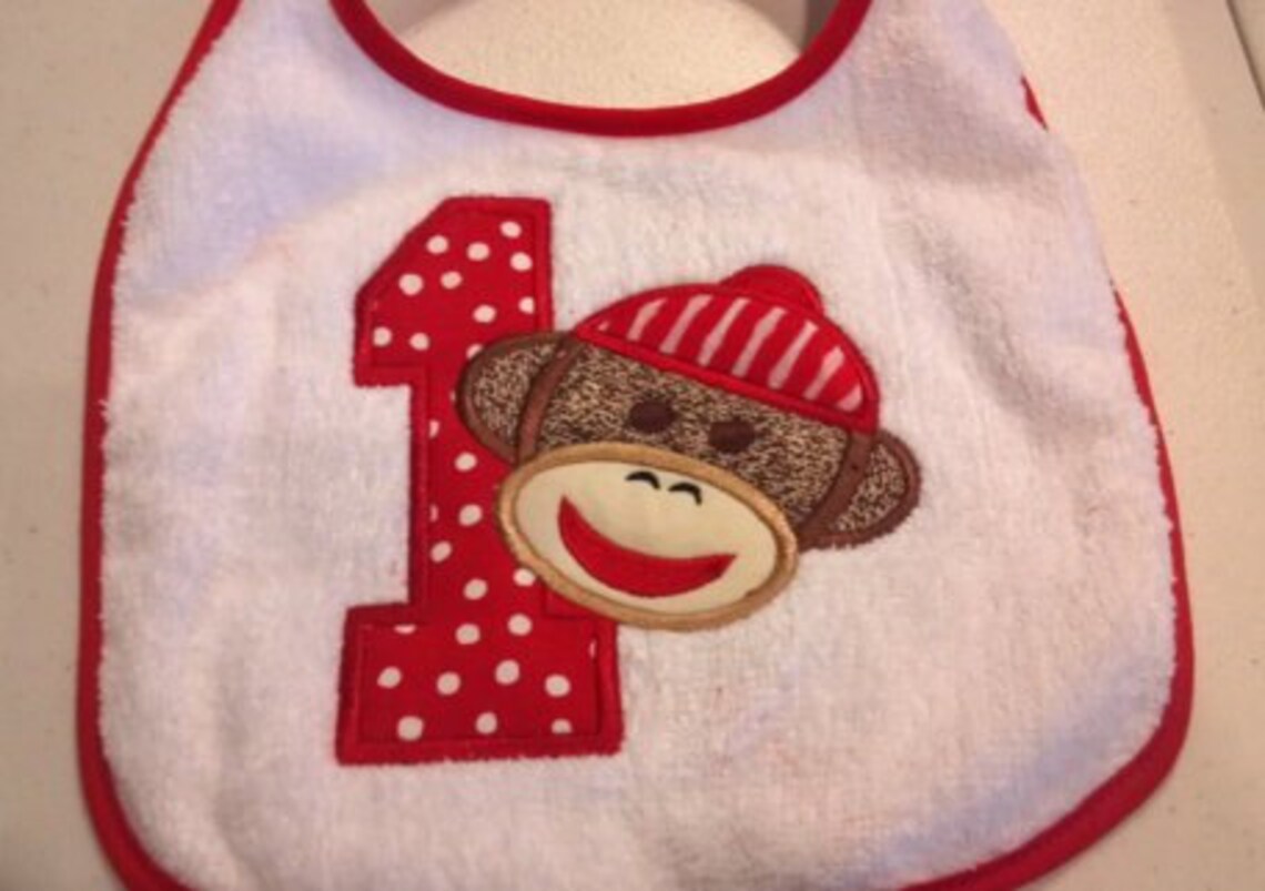 Sock Monkey Birthday T-shirt and Matching Bib | Etsy