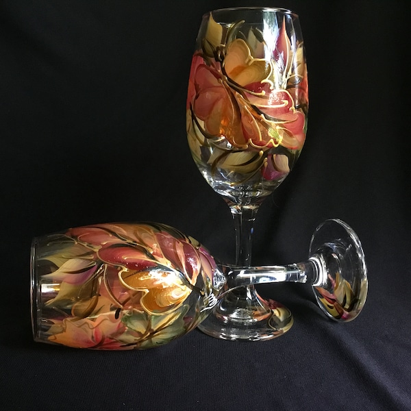 Hand Painted Wine Glasses - Etsy