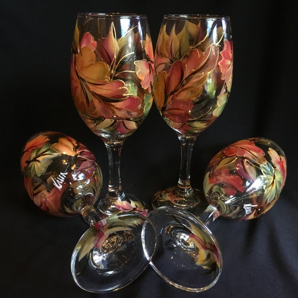 Handpainted Wine Glasses - Etsy