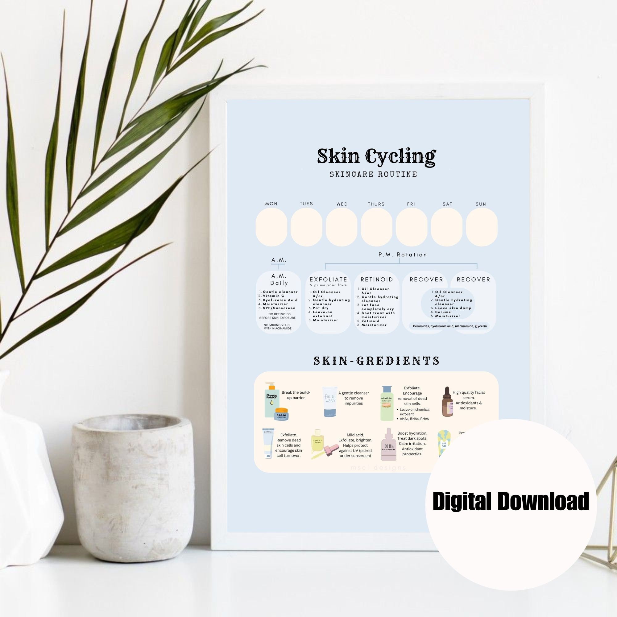 Skin Cycling Calendar, Schedule and Steps, A Cheat Sheet for Healthy ...