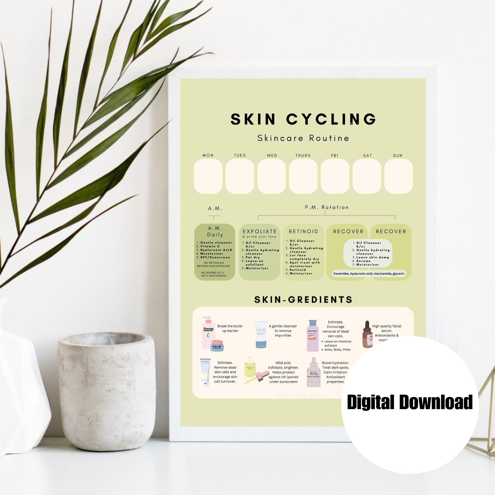 Skin Cycling Calendar, Schedule and Steps, A Cheat Sheet for Healthy ...