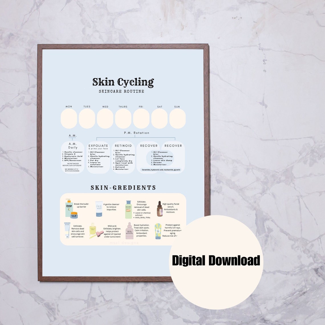 Skin Cycling Calendar, Schedule and Steps, A Cheat Sheet for Healthy ...