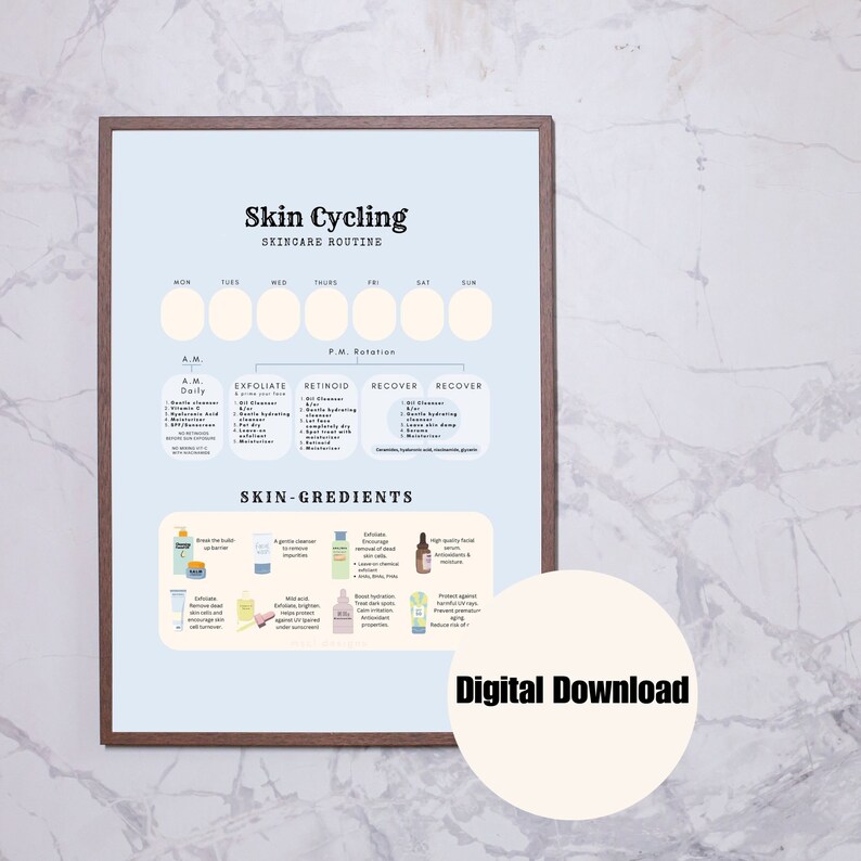 Skin Cycling Calendar, Schedule and Steps, A Cheat Sheet for Healthy ...