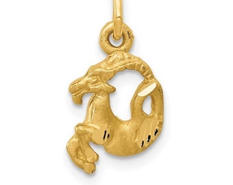 14K Gold Capricorn Pendant, Solid Gold Sea Goat Zodiac Sign Necklace ...