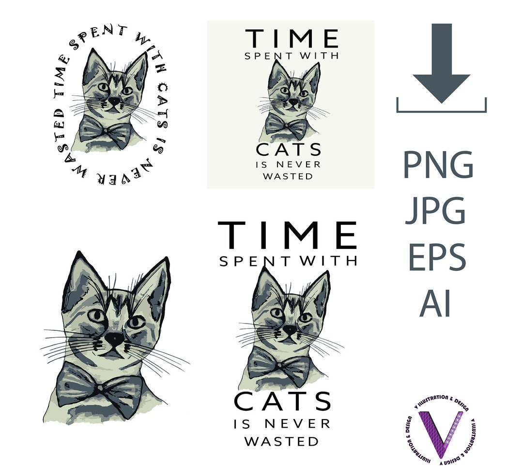 Cat Design Digital Illustration Instant Download Cat - Etsy