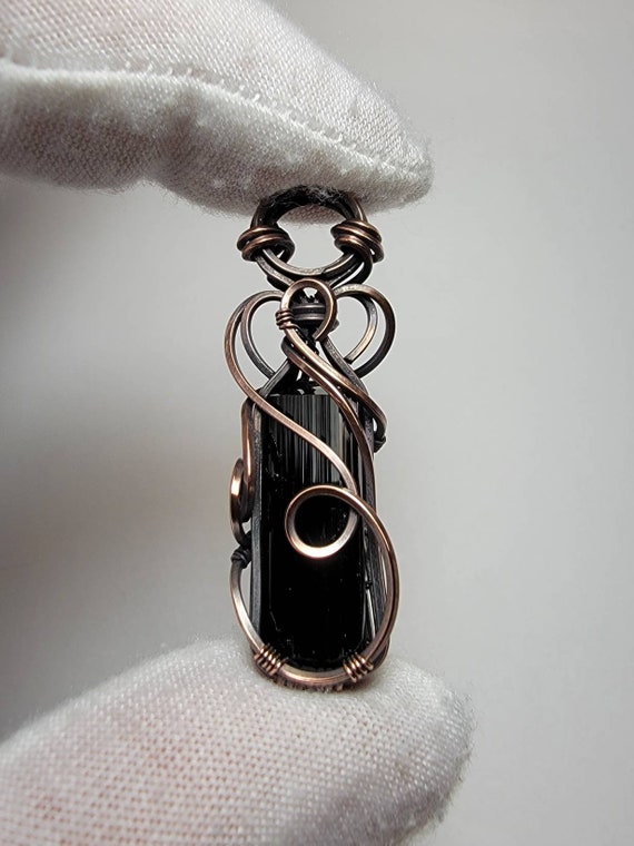 Raw Black Tourmaline 'tyet' Wire Wrap Pendant - Etsy