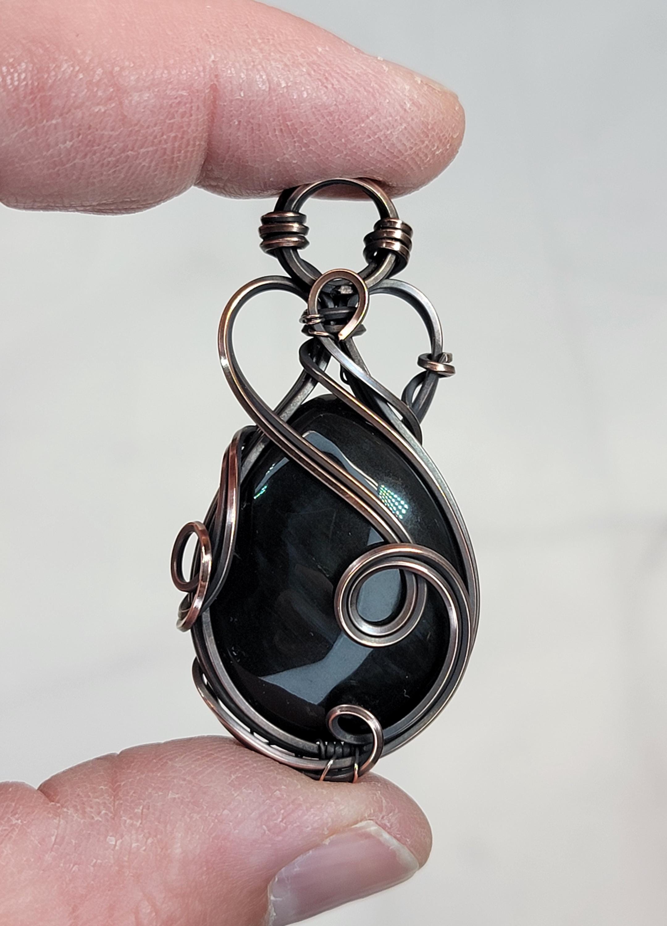 Rainbow Obsidian - 'tyet' - Wire Wrap Pendant - Oxidized Copper - Etsy
