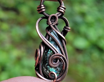 Apatite Necklace 'tyet' Wire Wrap Pendant Oxidized Copper Jewelry - Etsy