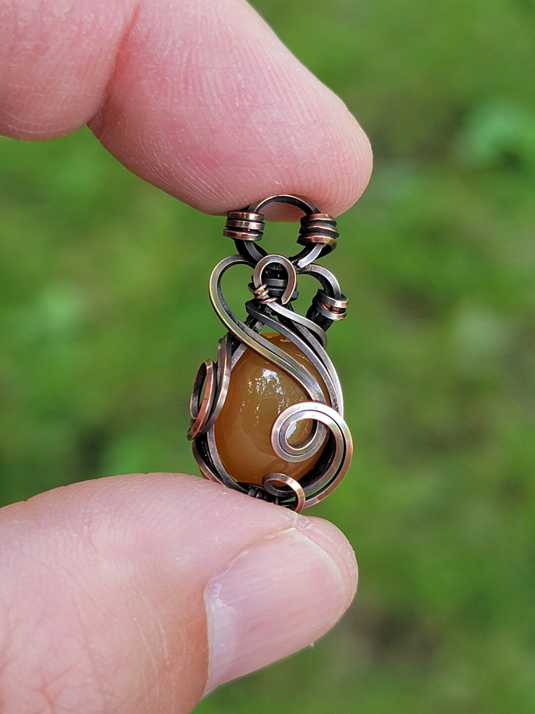 Carnelian Necklace 'tyet' Wire Wrap Pendant Oxidized Copper Jewelry - Etsy