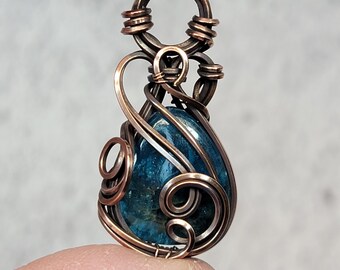 Apatite Necklace 'tyet' Wire Wrap Pendant Oxidized Copper Jewelry - Etsy