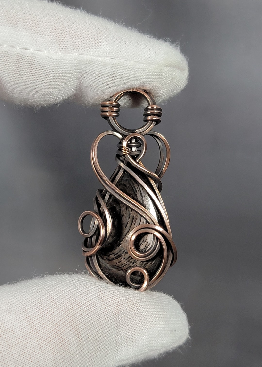 Hypersthene 'tyet' Wire Wrap Pendant Oxidized Copper Wire - Etsy