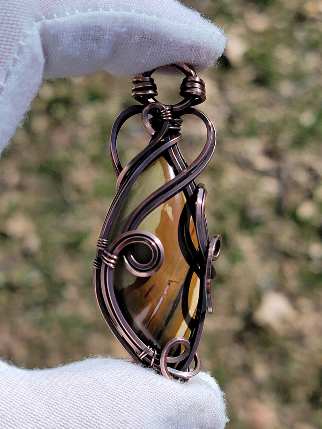 Cherry Creek Jasper Necklace 'tyet' Wire Wrap Pendant Copper Jewelry - Etsy
