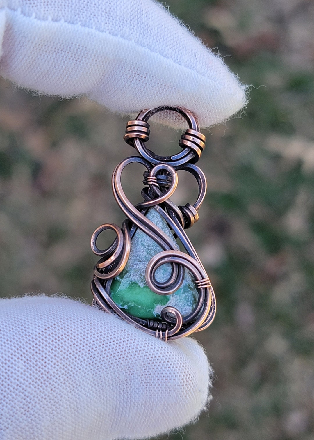 Variscite Necklace 'tyet' Wire Wrap Pendant Jewelry - Etsy