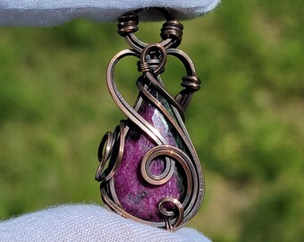 Faceted Carnelian Necklace 'tyet' Wire Wrap Pendant Oxidized Copper ...