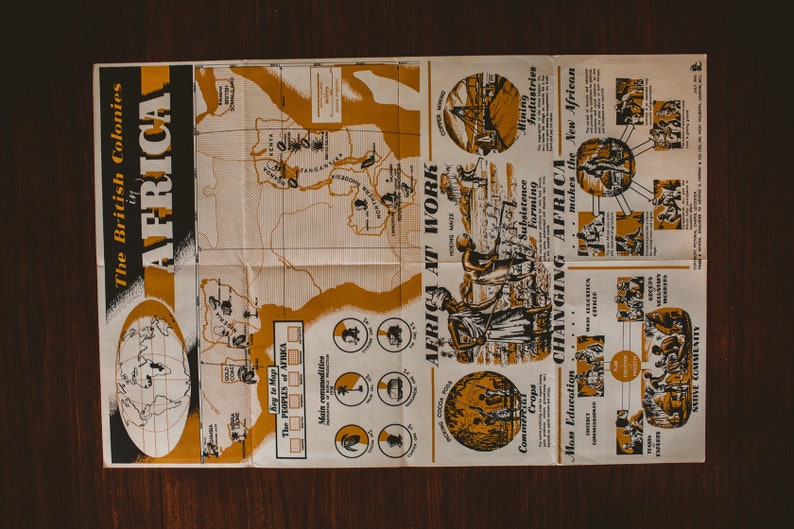 British Colonies in Africa Vintage British Educational Poster 1945 - Etsy