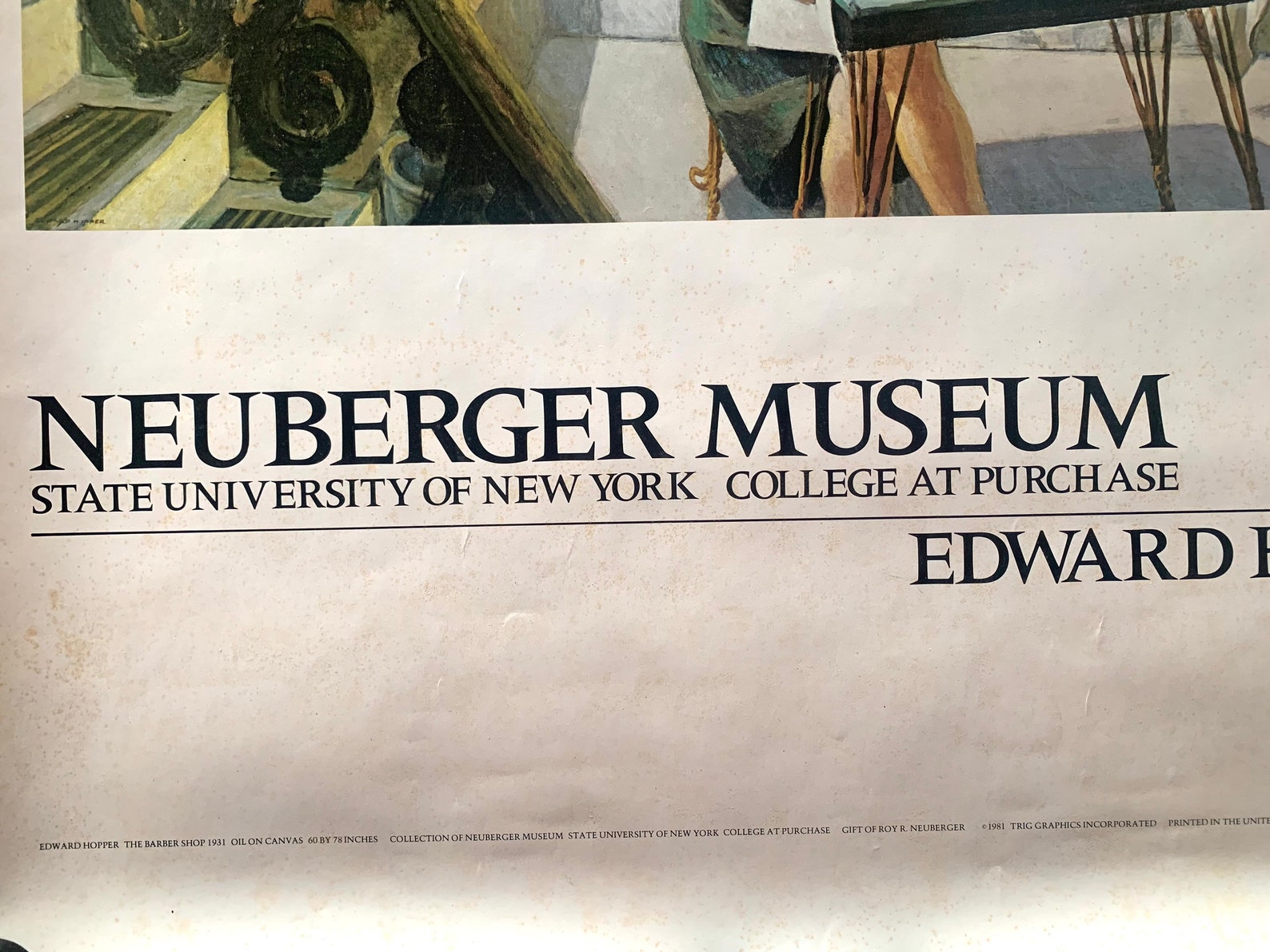 Edward Hopper "the Barbershop" Original Neuberger Museum Exhibition ...