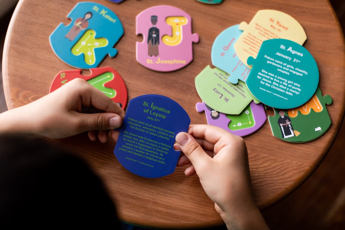 ABC Pray and Play Puzzle ABC Wooden Saint Puzzle Catholic - Etsy