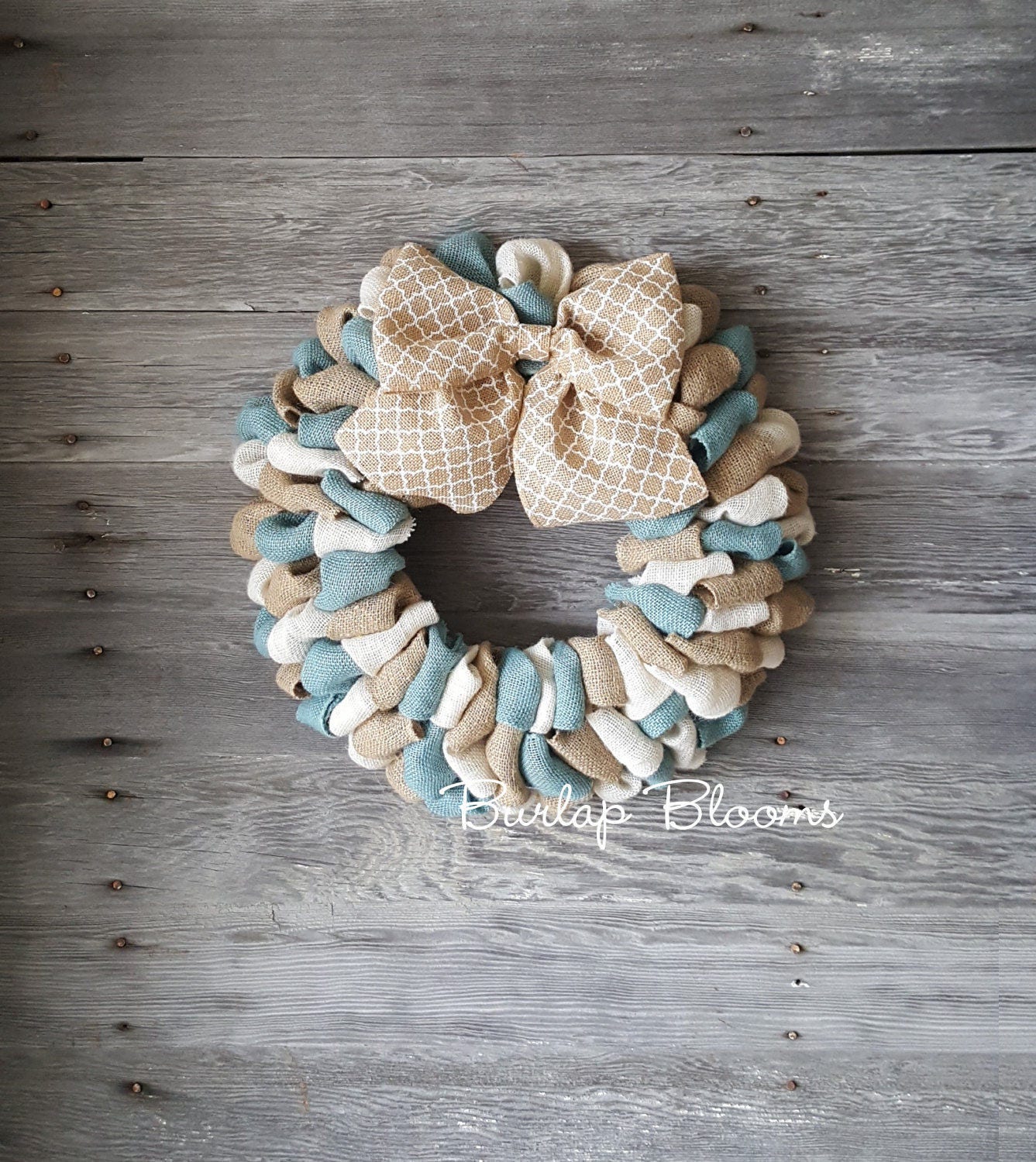 Spring Burlap Wreath Summer Wreath Year Round Wreath Beach | Etsy